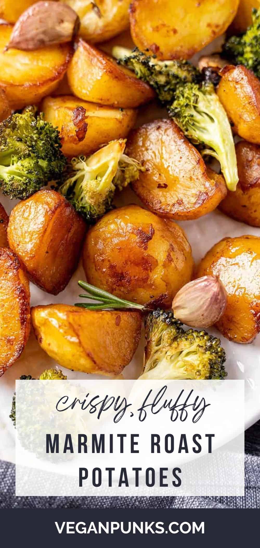 Marmite Roast Potatoes and Broccoli with Garlic and Rosemary - Vegan Punks